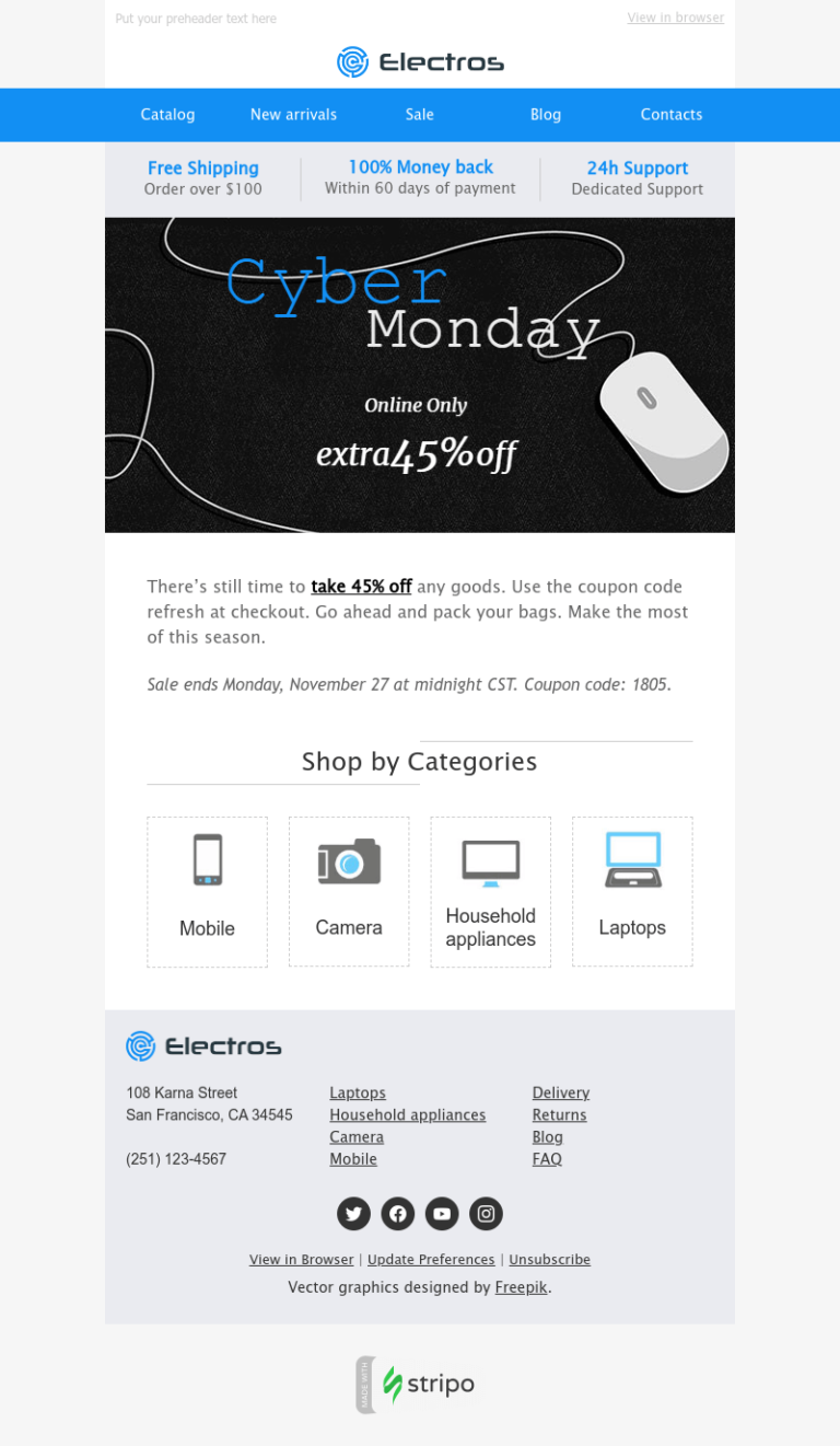 8 Free Cyber Monday HTML Email Templates [2024]