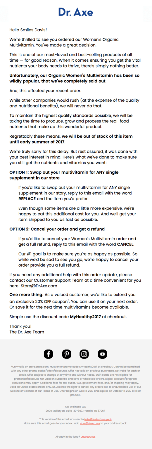 Out-of-Stock Emails: Best Practices, Examples & Templates